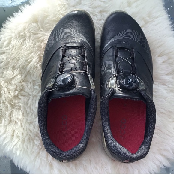 Ecco | Shoes | Ecco Black Leather Golf Shoes Sneakers Spikeless Boa Biom Hybrid 3 Size 38 | Poshmark